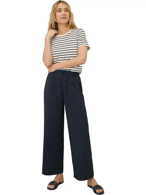 PACT Organic Cotton Poplin Wide Leg Trousers - Midnight Blue