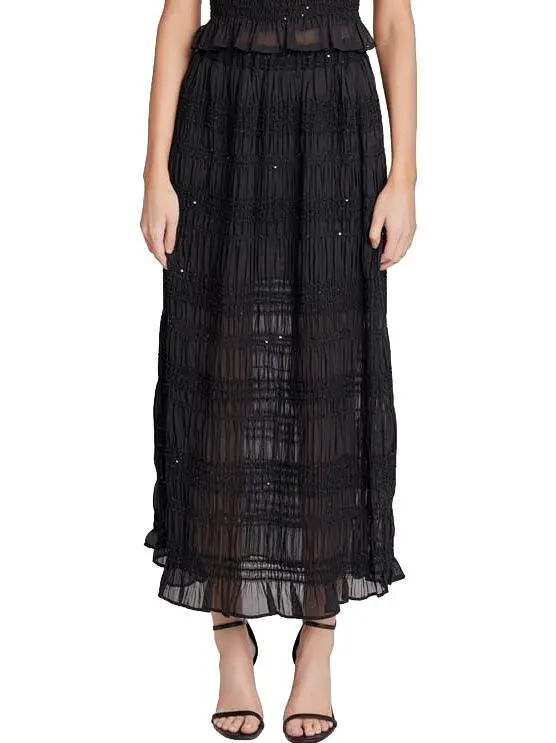 Endless Rose Sequin Embellished Chiffon Maxi Skirt - Black
