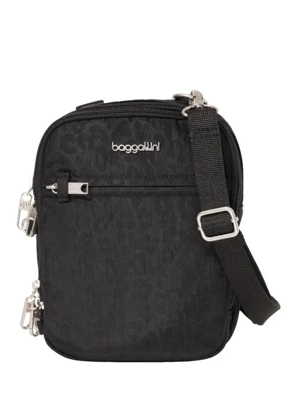 BAGGALLINI Securtex Anti-theft Mini Crossbody - Black Cheetah Emboss