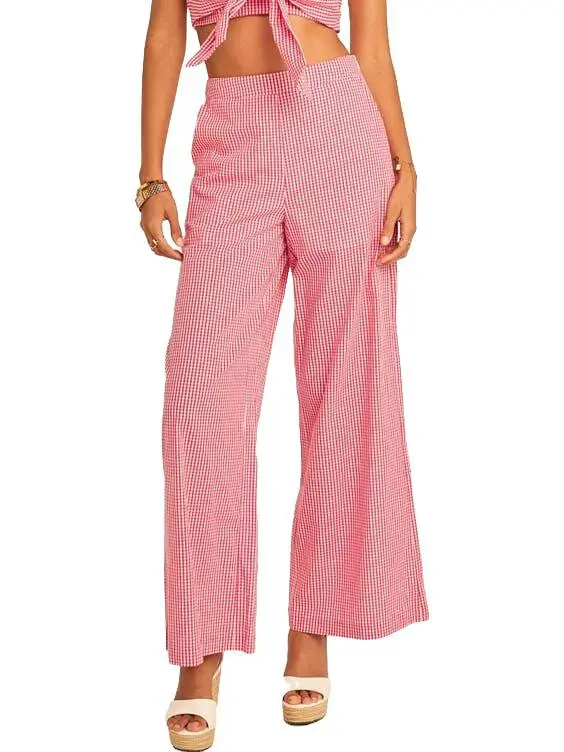 English Factory Check Wide-leg Pants - Red