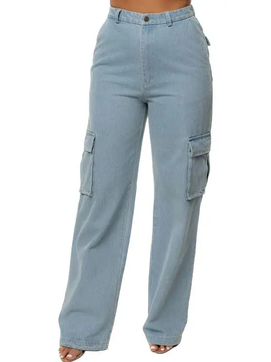 JLUXLABEL Cargo Style Utility Jeans - Denim
