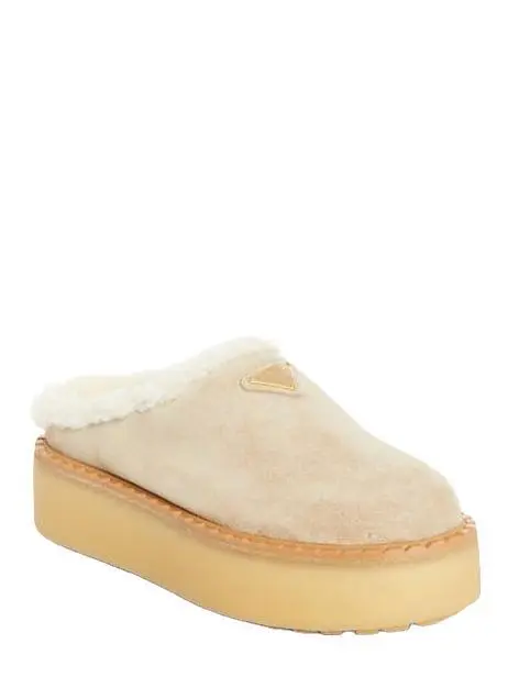 Prada Evolve Genuine Shearling Clog - Deserto
