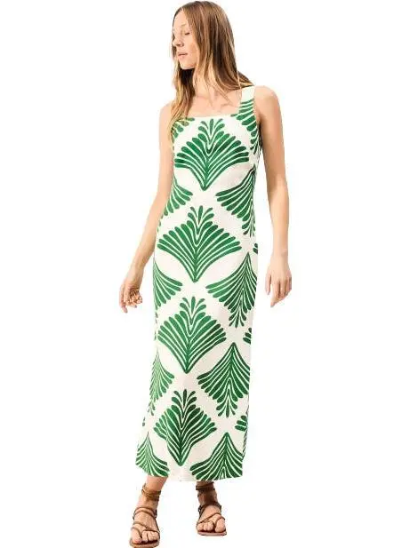 RO&ZO Square Neck Sleeveless Midi Dress - Green