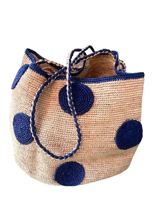 ZANATANY CONCEPTS Biscotty Raffia Tote Bag - Blue