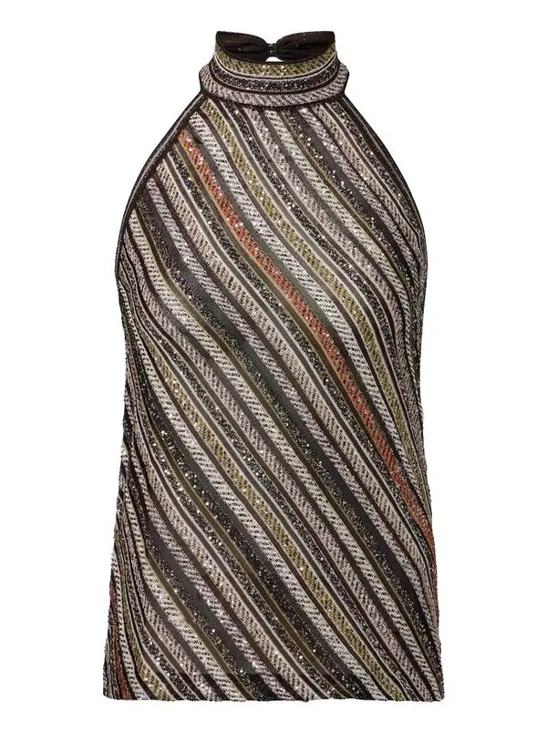 Missoni Striped Sequined Halterneck Top - Multicoloured