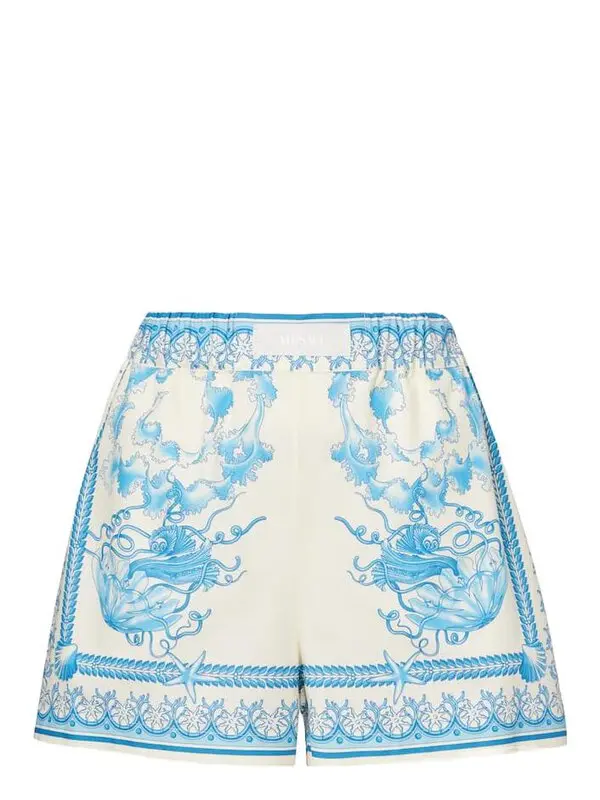 Versace Underwater Barocco Cotton Poplin Shorts - White