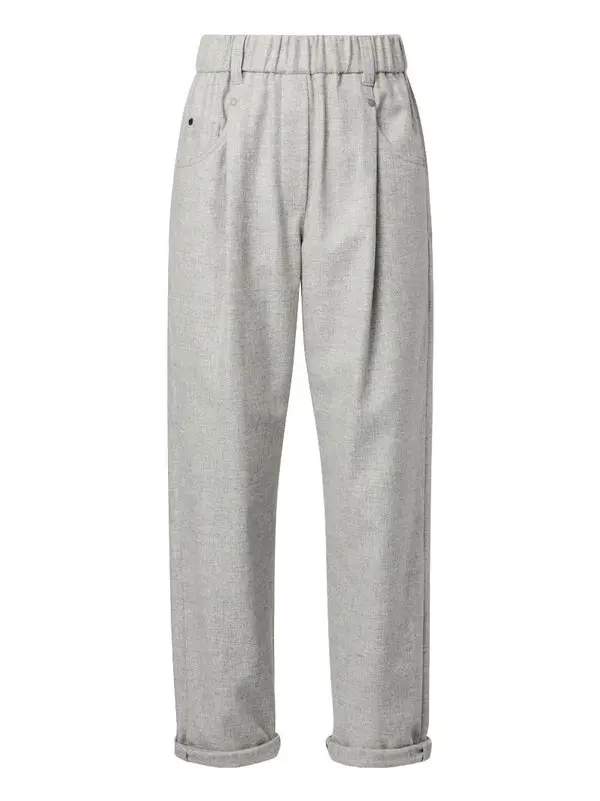 Brunello Cucinelli Cropped Wool And Cashmere Pants - Grey