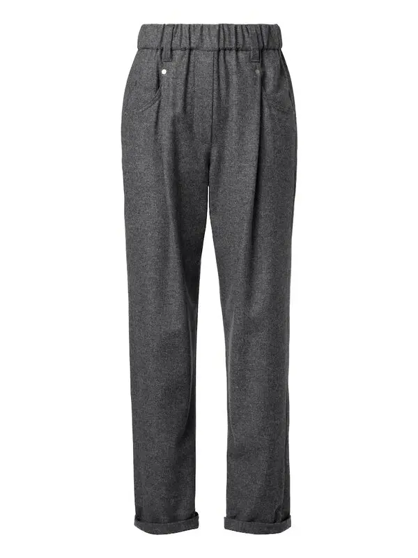 Brunello Cucinelli Cropped Wool And Cashmere Pants - Grey