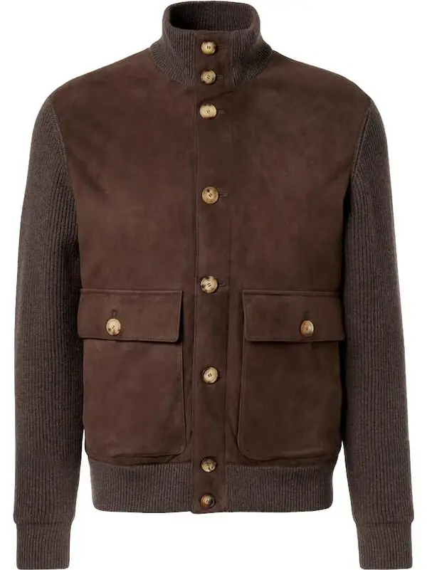 Brunello Cucinelli Suede And Cashmere Blouson - Brown