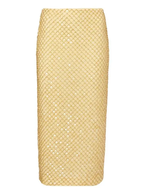 Veronica Beard Allora Embellished Midi Skirt - Yellow