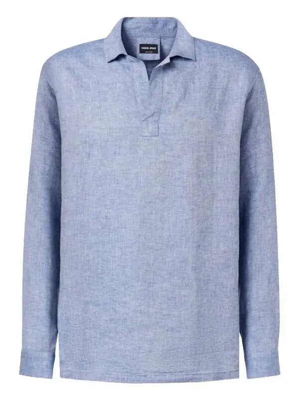 Giorgio Armani Linen Polo Shirt - Blue
