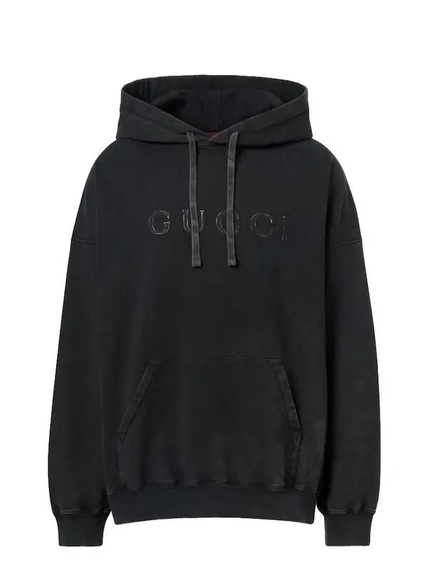 Gucci Cotton Jersey Logo Hoodie - Black