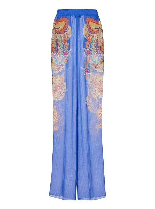 Etro Paisley Wide-leg Trousers - Blue