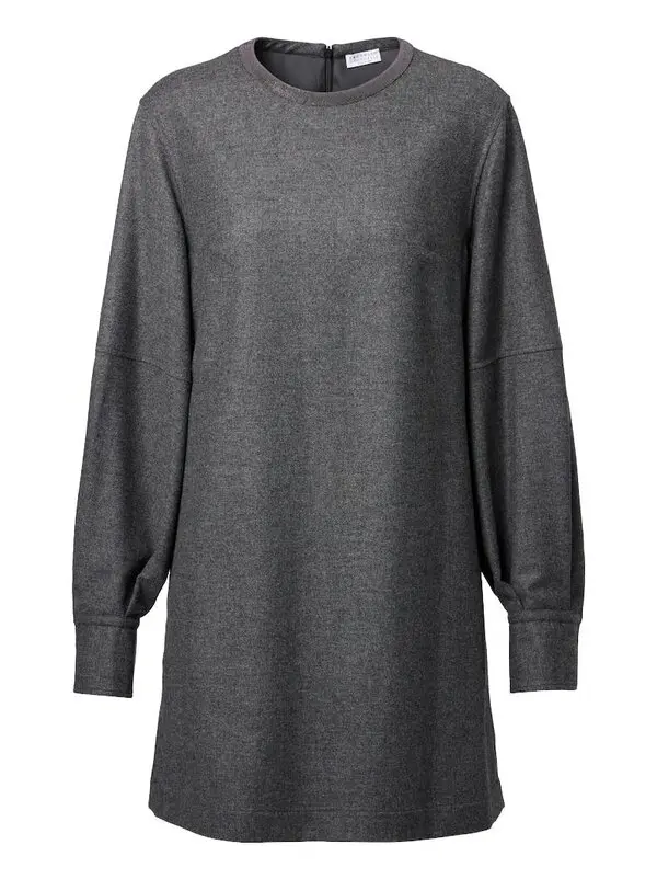 Brunello Cucinelli Wool And Cashmere Minidress - Grey