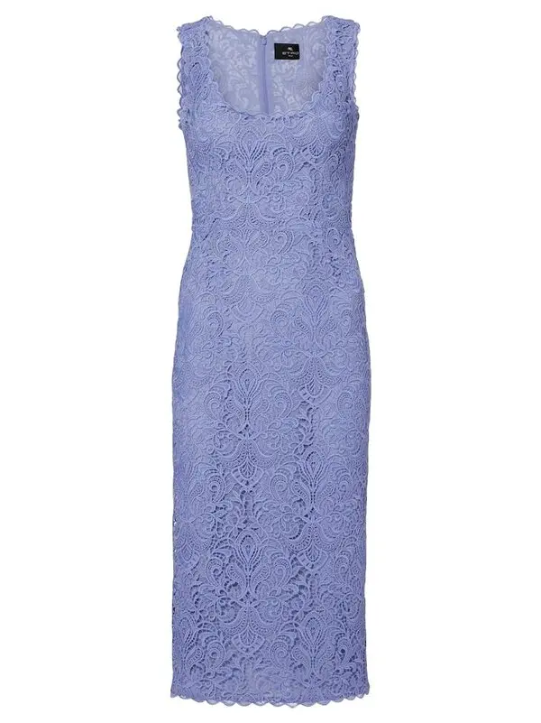 Etro Macramé Scalloped Midi Dress - Purple