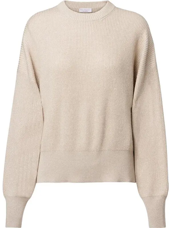 Brunello Cucinelli Ribbed-knit Cashmere-blend Sweater - Beige