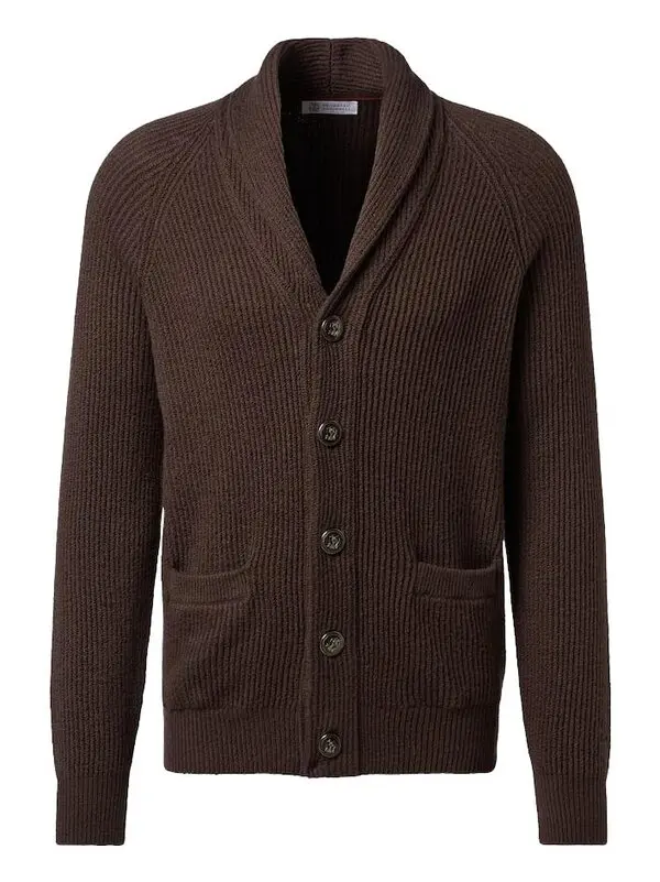 Brunello Cucinelli Cotton Ribbed-knit Cardigan - Brown