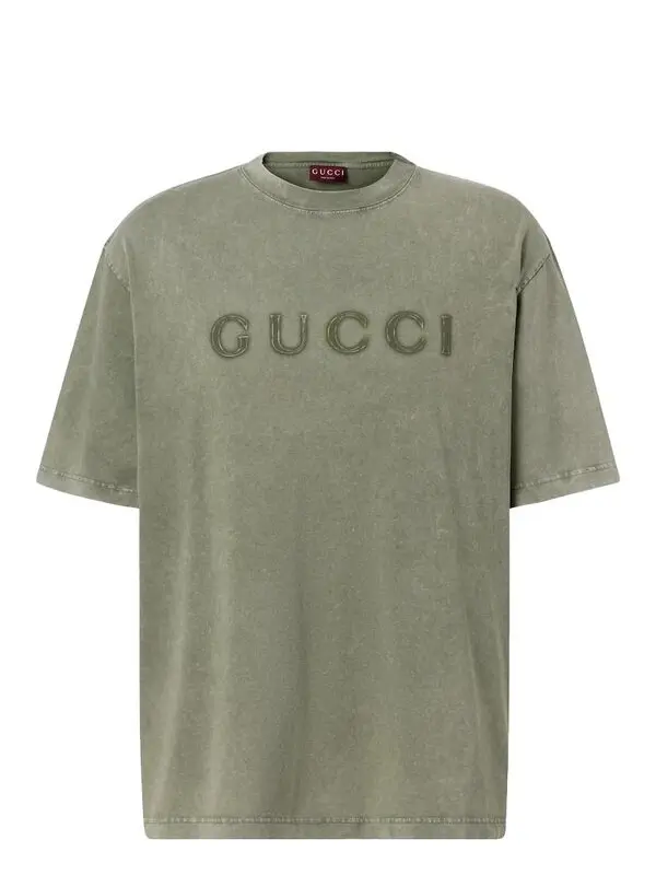 Gucci Distressed Logo Cotton T-shirt - Green