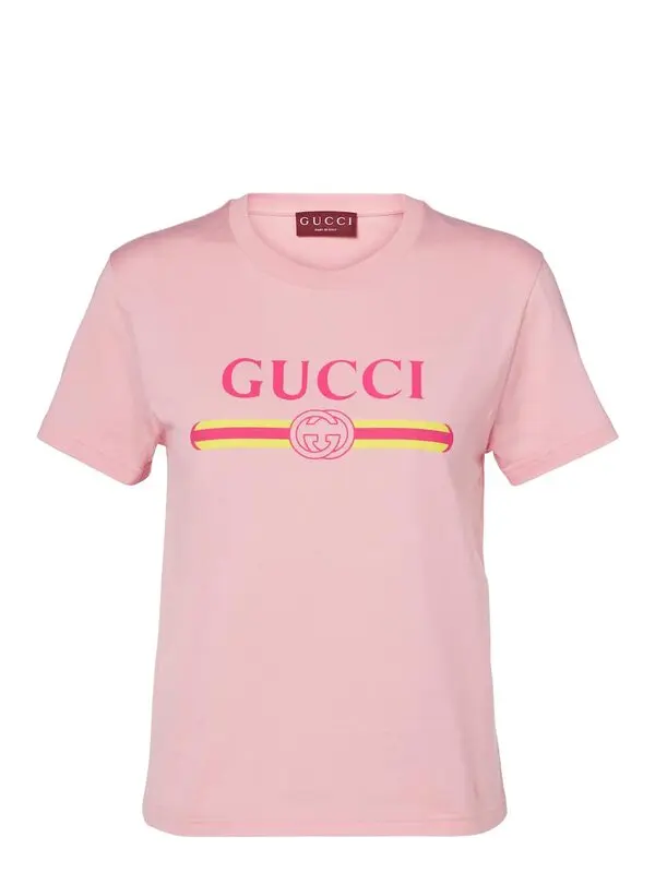 Gucci Printed Cotton Jersey T-shirt - Pink