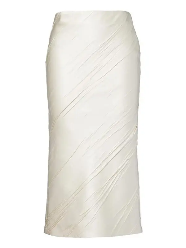 Sportmax Ruta Pleated Satin Pencil Skirt - White