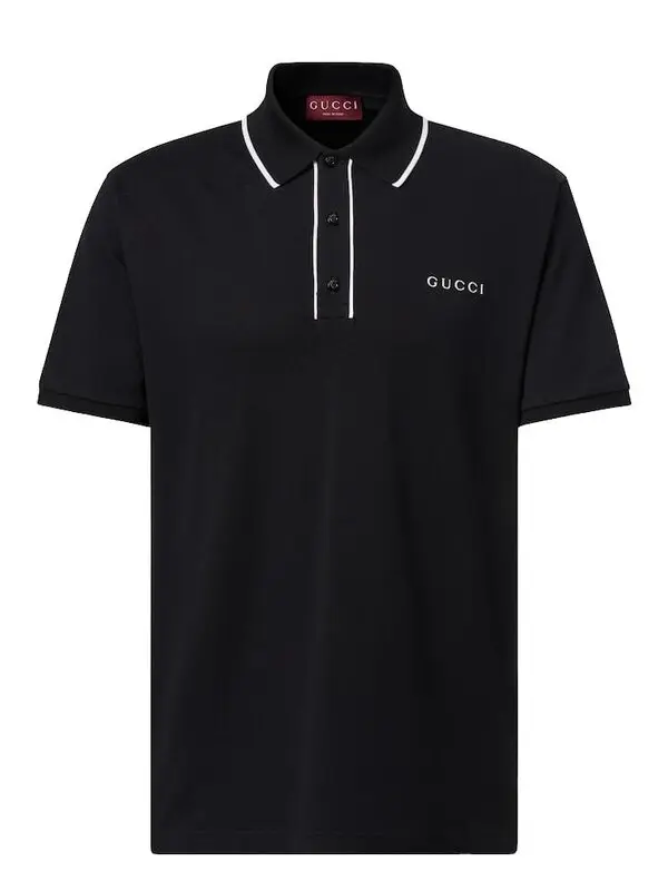 Gucci Logo Cotton-blend Pique Polo Shirt - Black