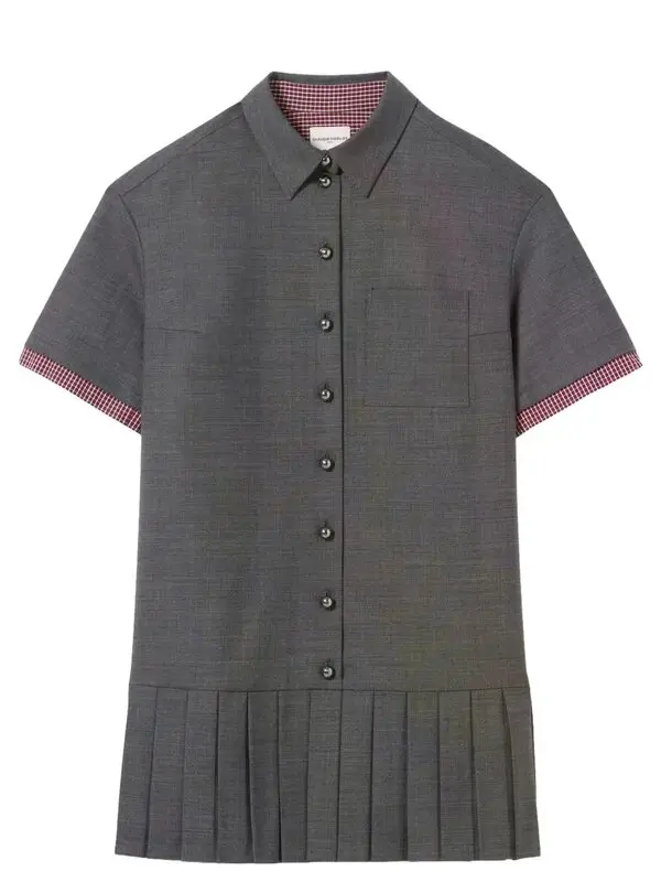 Claudie Pierlot Pleated Mini Shirtdress - Grey