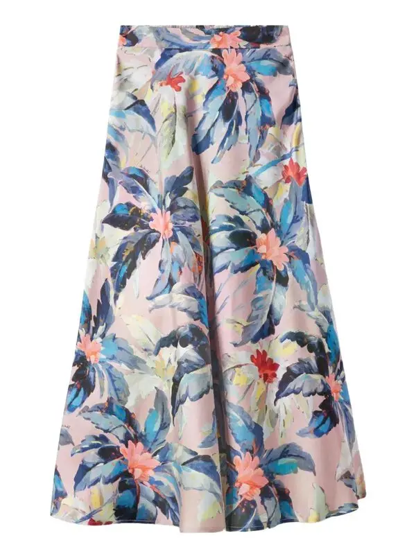 La DoubleJ Lungomare Floral-print Midi Skirt - Pink