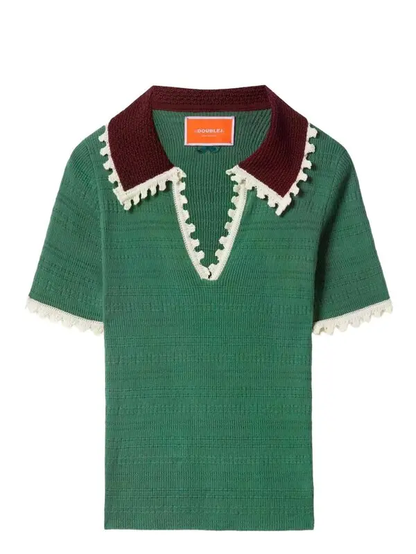 La DoubleJ Scallop-trimmed Polo Shirt - Green