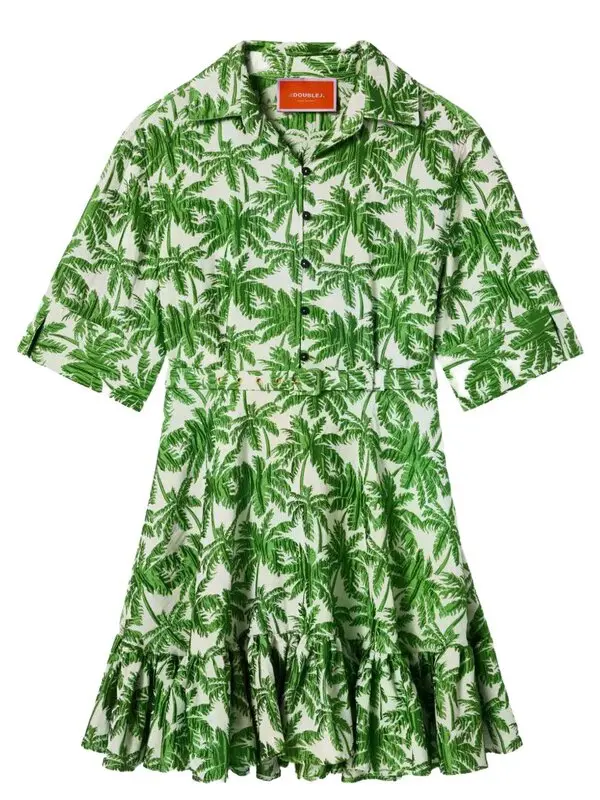 La DoubleJ San Pietro Palm-print Mini Dress - Green