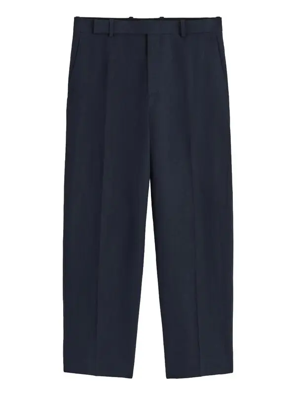 Cos Relaxed Fit Linen Straight-leg Trousers - Navy
