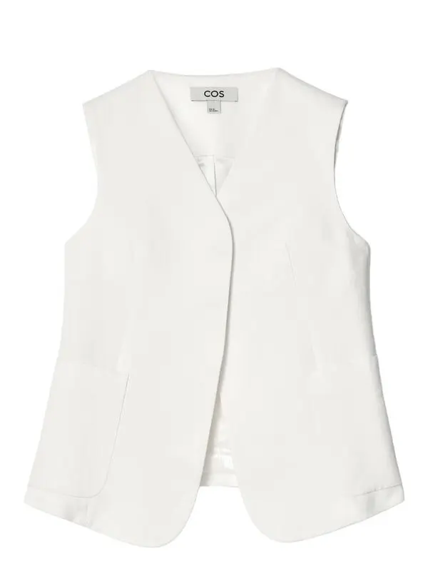 Cos Wrap-front Linen-blend Vest - White