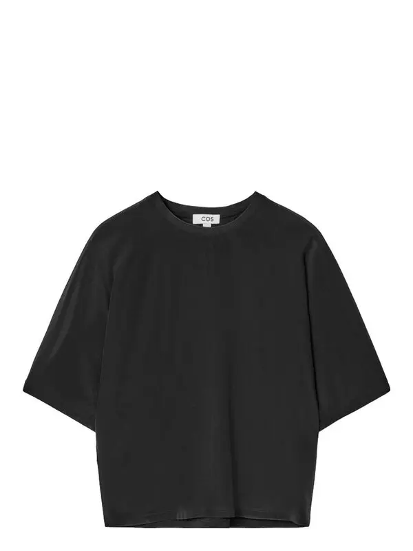 Cos Paneled Silk T-shirt With Batwing Sleeves - Black