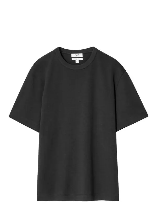 Cos Interlock Cotton Crew-neck T-shirt - Black
