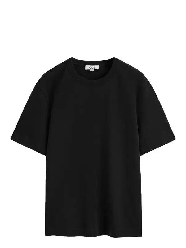 Cos Interlock Cotton Crew-neck T-shirt - Black