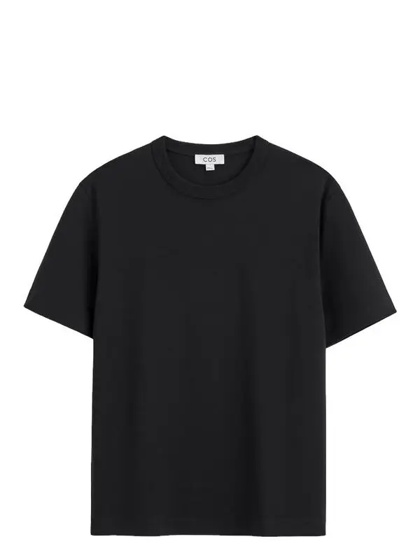 Cos Interlock Cotton Crew-neck T-shirt - Black