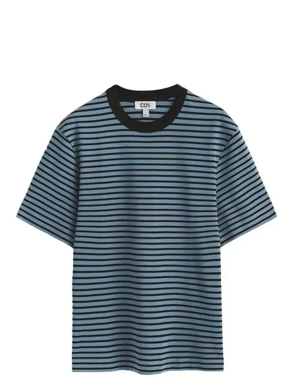 Cos Interlock Cotton Crew-neck T-shirt - Blue