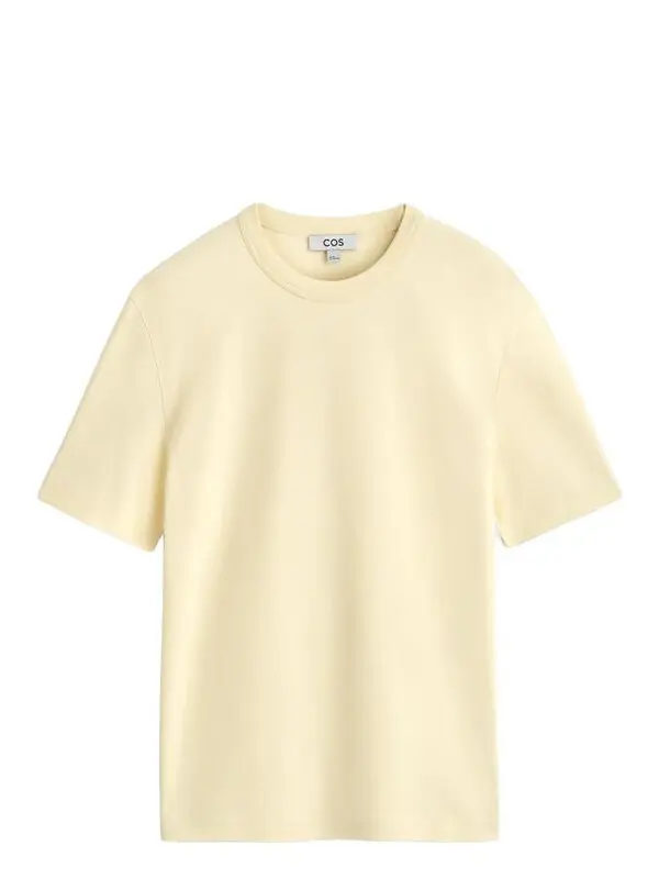 Cos Interlock Cotton Crew-neck T-shirt - Yellow