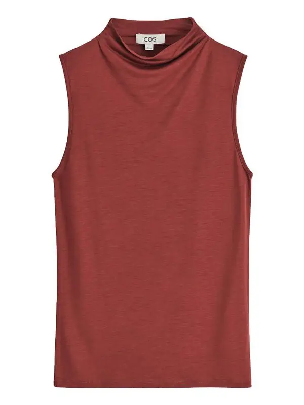 Cos Draped Turtleneck Tank Top - Red