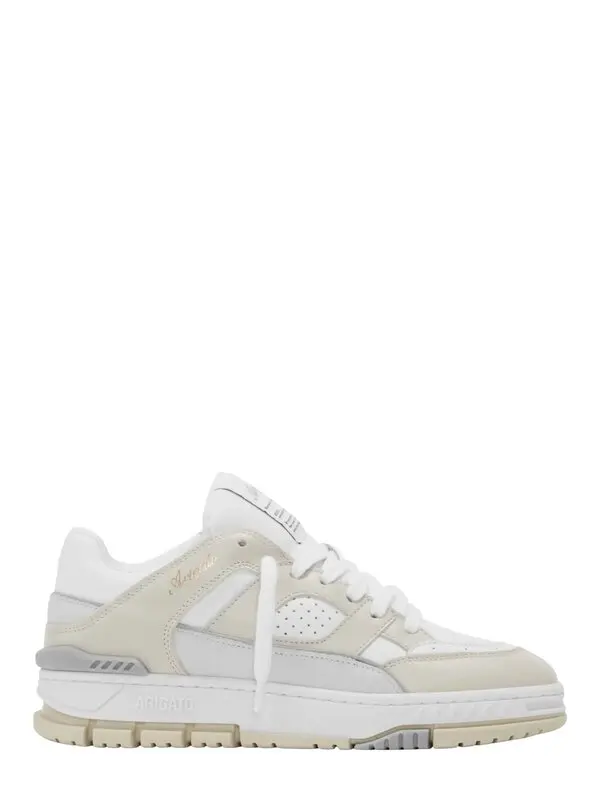 Axel Arigato Bicolour Low Top Leather And Nubuck Sneakers With Perforated Toe - Cream