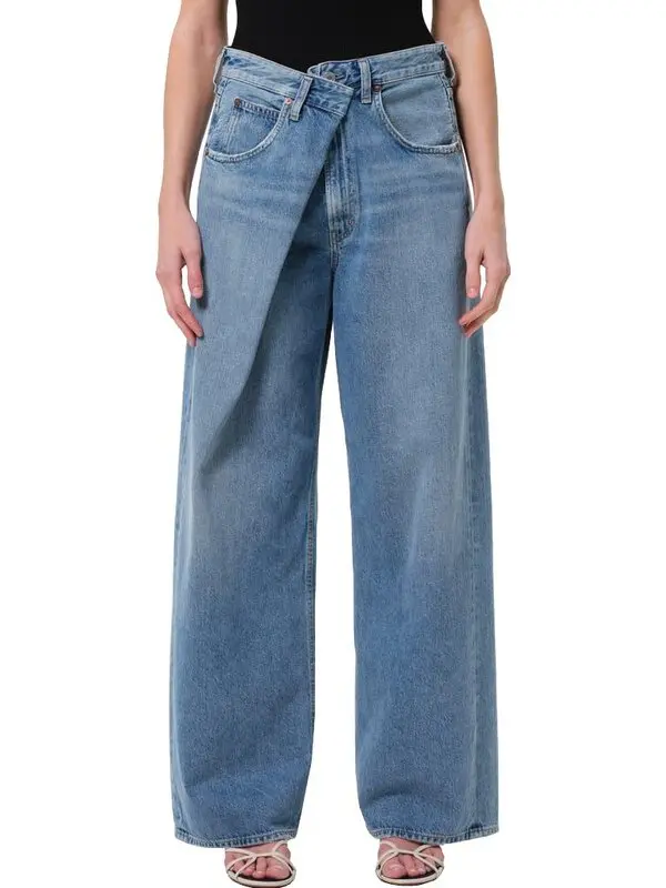 AGOLDE Vana Fold Waistband Wide Leg Jeans - Mantra