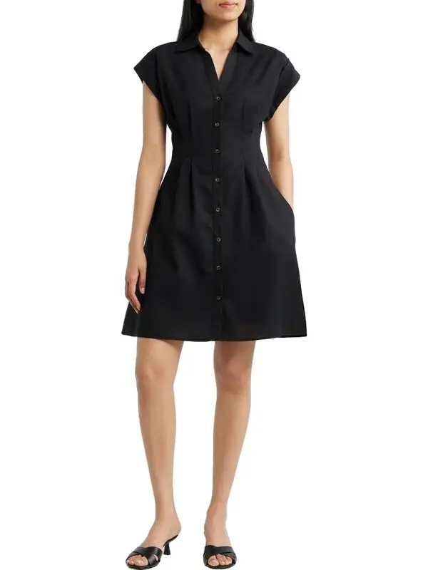 Julia Jordan Short Sleeve Shirt Dress - Black