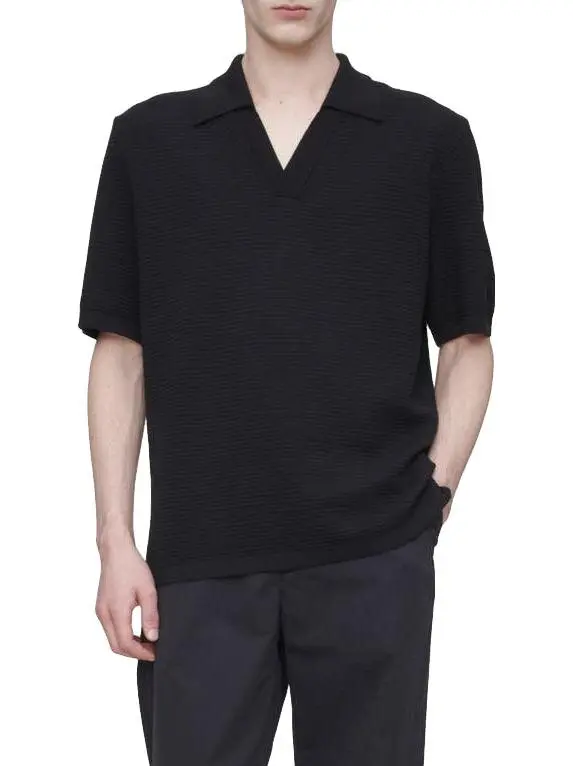 A.p.c. Livio Johnny Collar Polo - Lzz Black