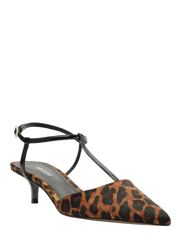 AREZZO Ankle Strap Pointed Toe Pumps - Leopard