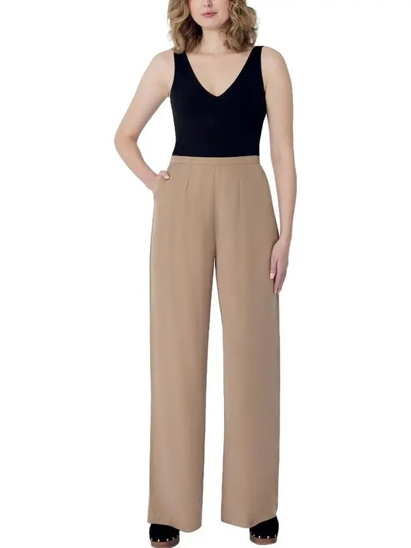 AAM THE LABEL Tall Wide Leg Pant For Full Hips - Desert