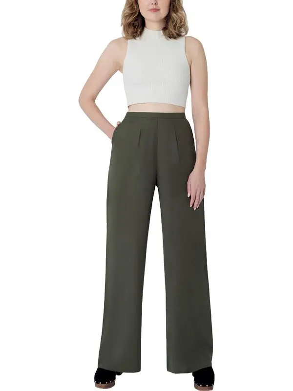 AAM THE LABEL Tall Wide Leg Pant For Full Hips - Olive