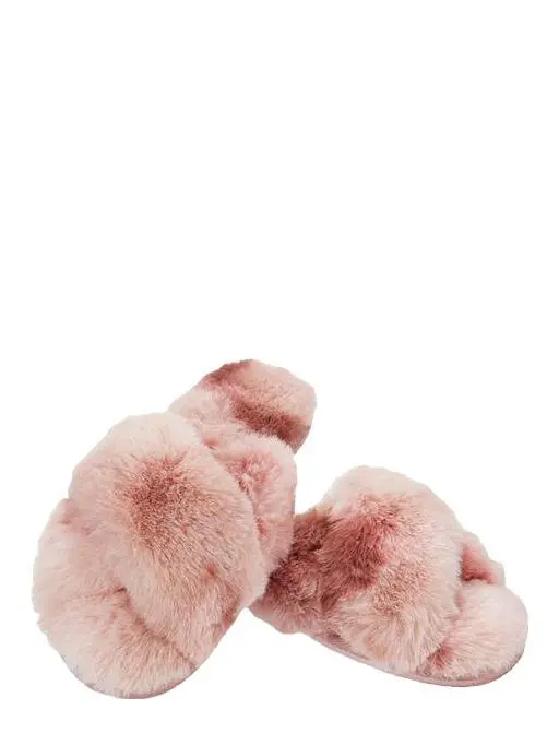 MEMOI Josephine Faux Fur Scuff Slipper - Pink