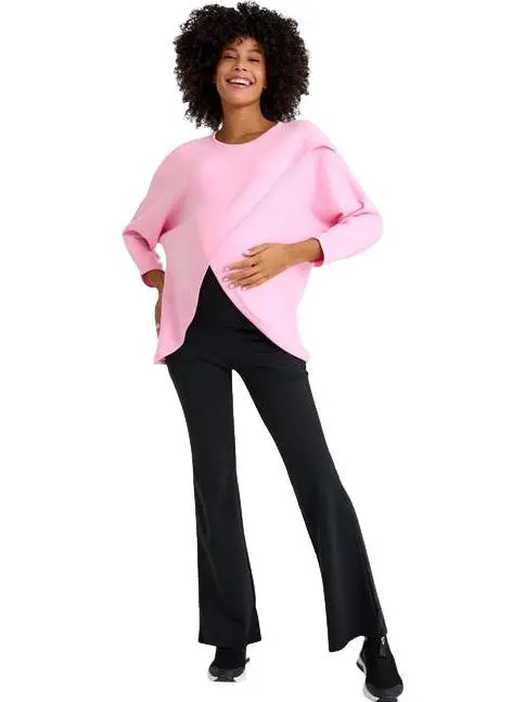 ACCOUCHEE Crossover Long Sleeve Maternity/nursing Knit Top - Light Pink