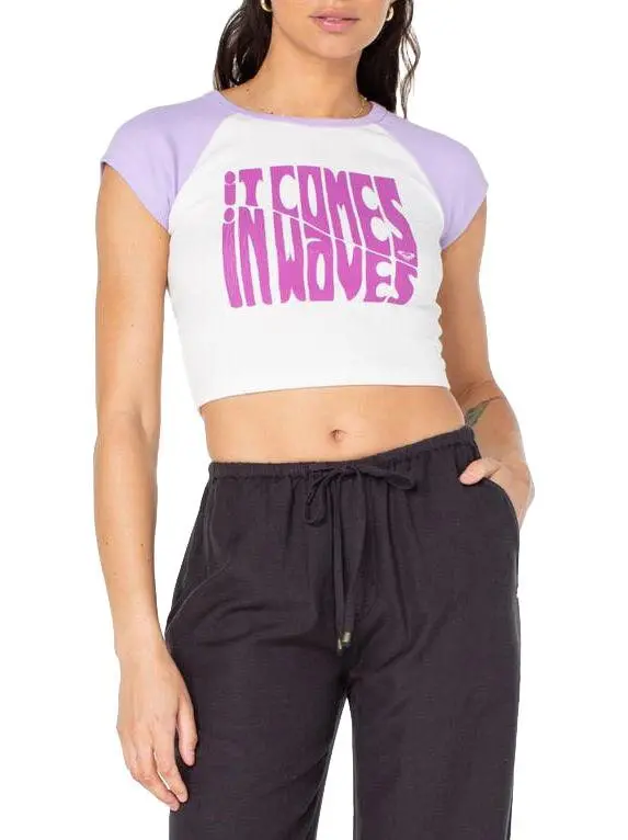 Roxy Graphic Cropped T-shirt - Lilac Breeze Comes In Waves