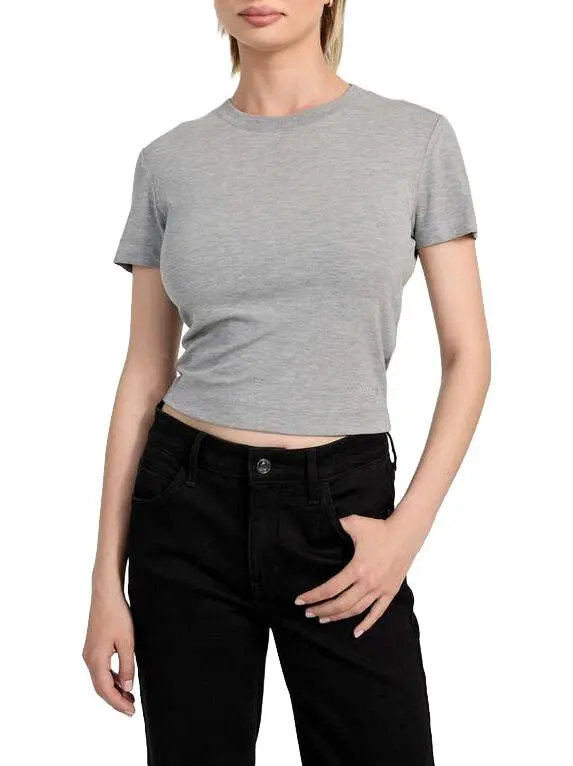 Guess Basic Crop Mini Logo T-shirt - Marble Heather