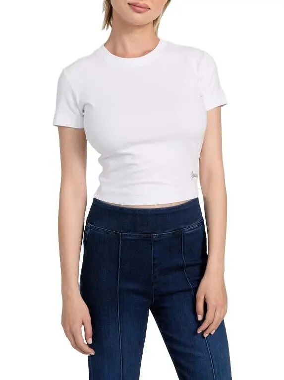Guess Basic Crop Mini Logo T-shirt - Pure White